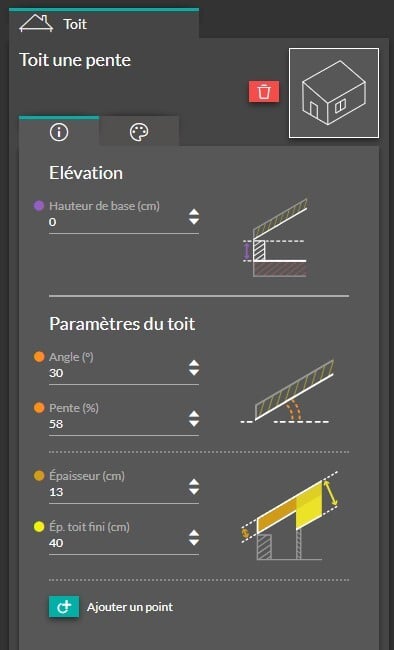 Créer et modifier un toit une pente
