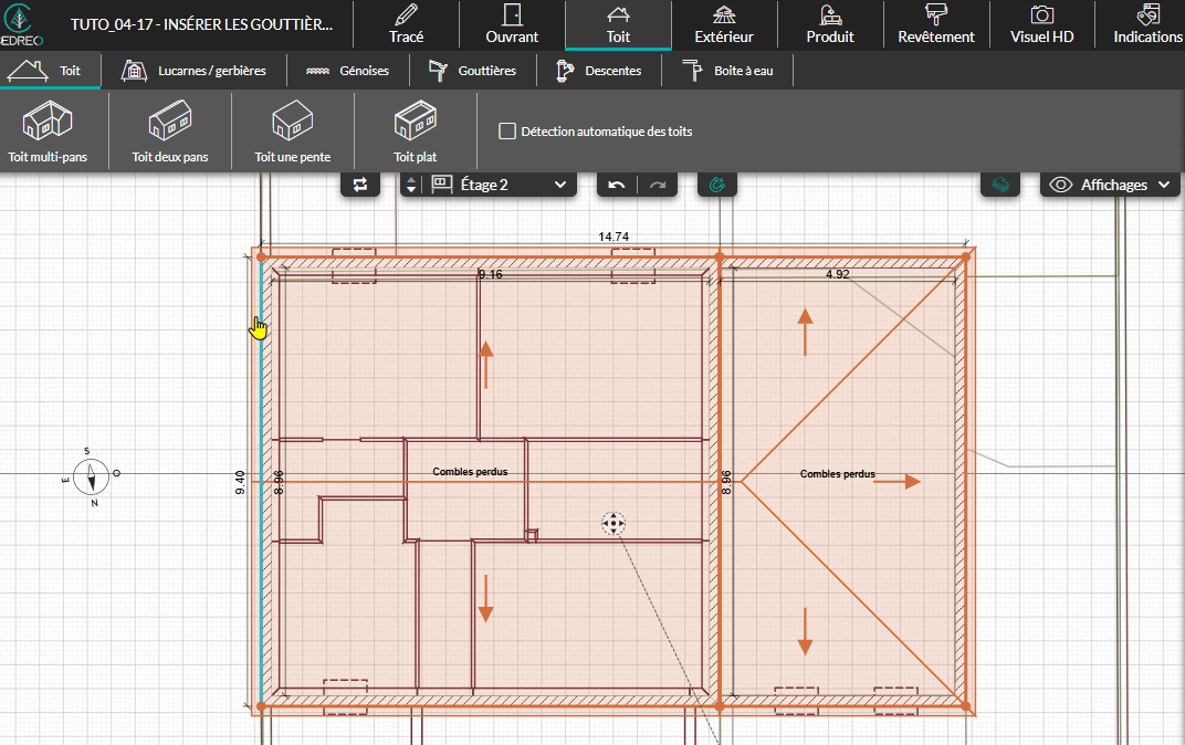 Insérer des gouttières et des descentes