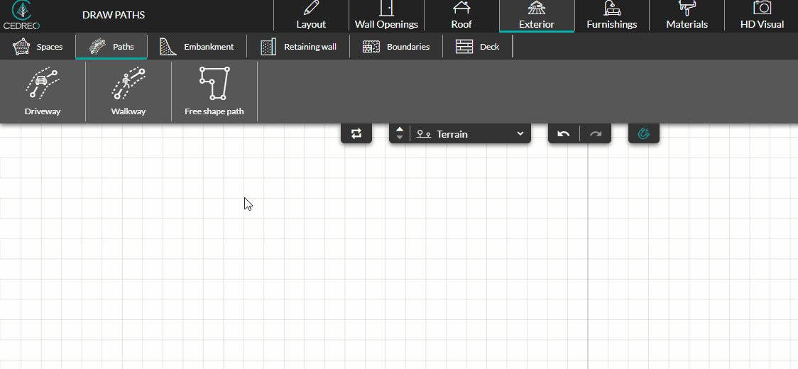 Draw paths (driveway, walkway, free-form path...)