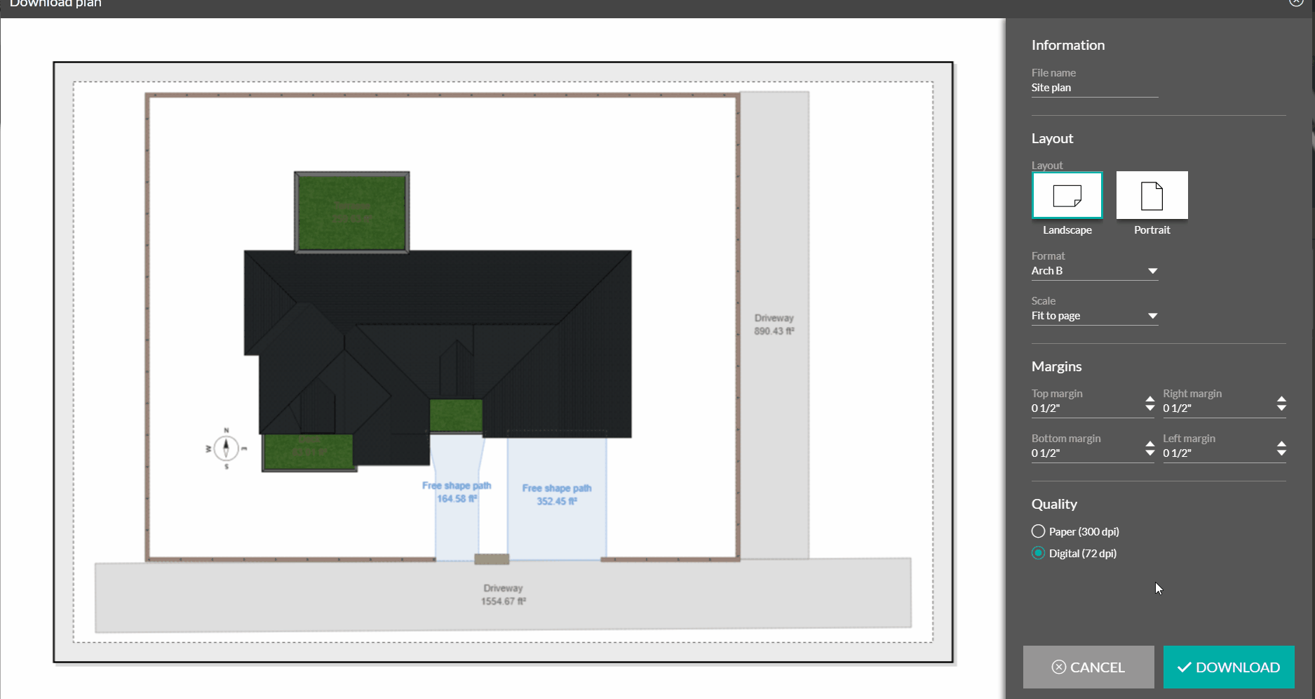 Tailor your plan downloads in the 'Plans' step