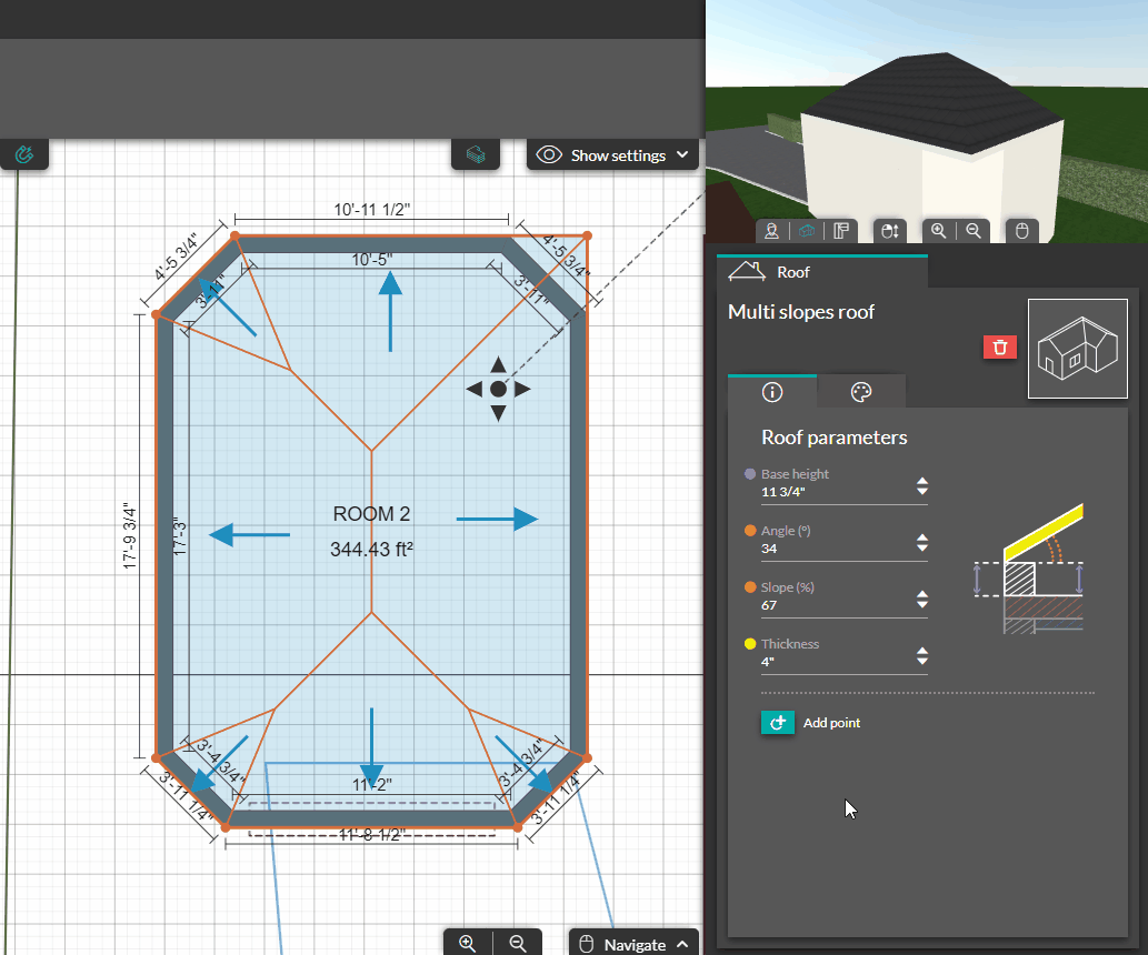 Create a multi-slopes roof