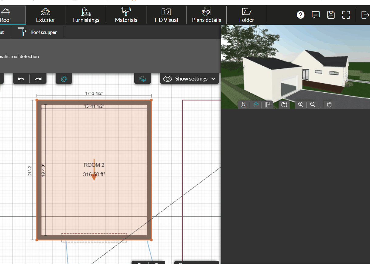 Create a single slope roof