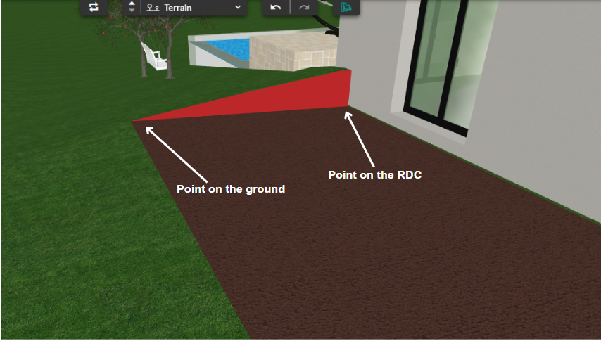Draw exterior spaces (pavement, patio, softscape, other space) Terrain ...